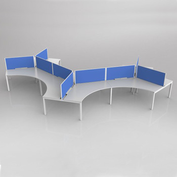 Tangent 120′ Degree 3 Person Workstation - Workstations