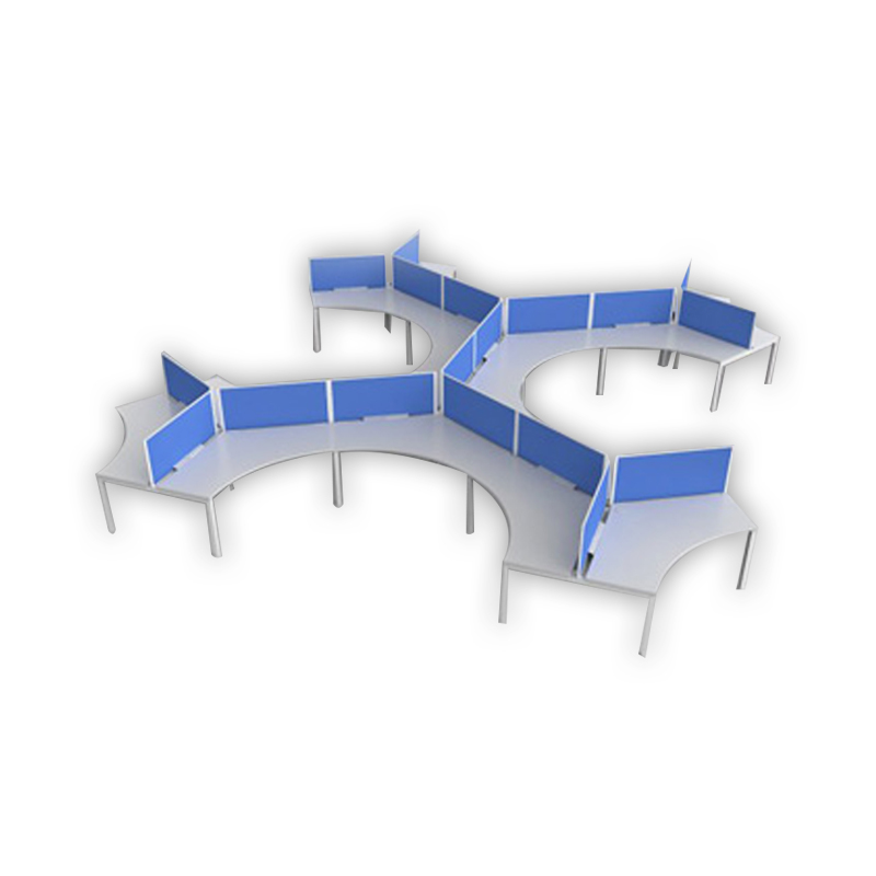 Tangent 120′ Degree 3 Person Workstation - Workstations