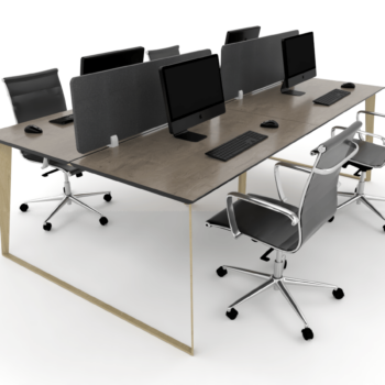 Skill 4 Person Workstation System with Wood Grain Leg - Workstations