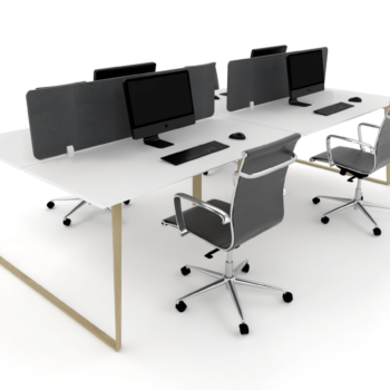 Skill 4 Person Workstation System with Wood Grain Leg - Workstations